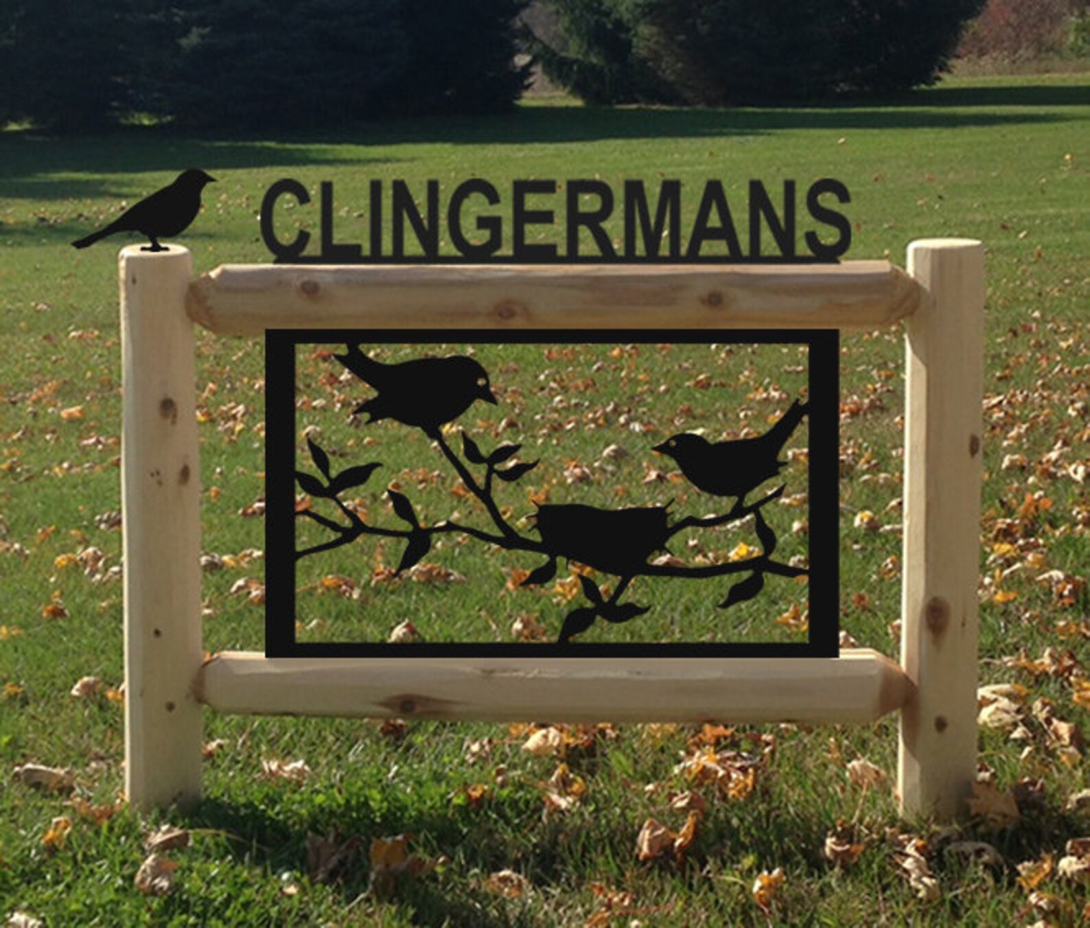 Bird Cedar Log Outdoor Sign | Etsy