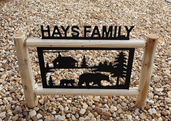 Persoanlized Bear Cedar Log Outdoor Sign | Etsy