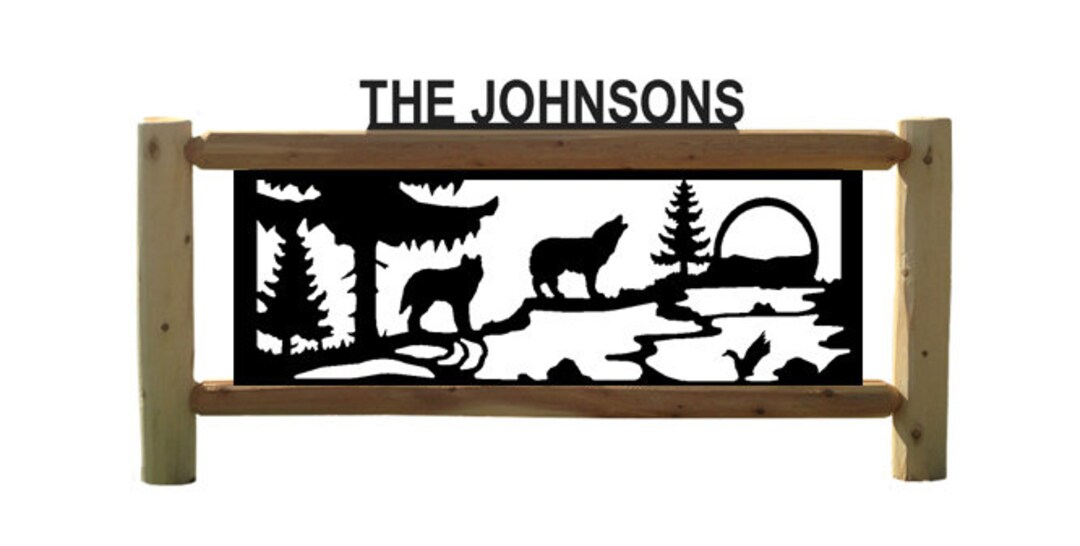 Wolf Cedar Log Outdoor Sign - Etsy