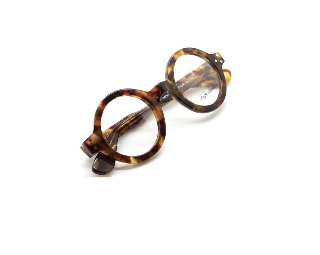 Anglo American 180E Thick Rimmed Round Acetate Glasses in A Light Demi ...