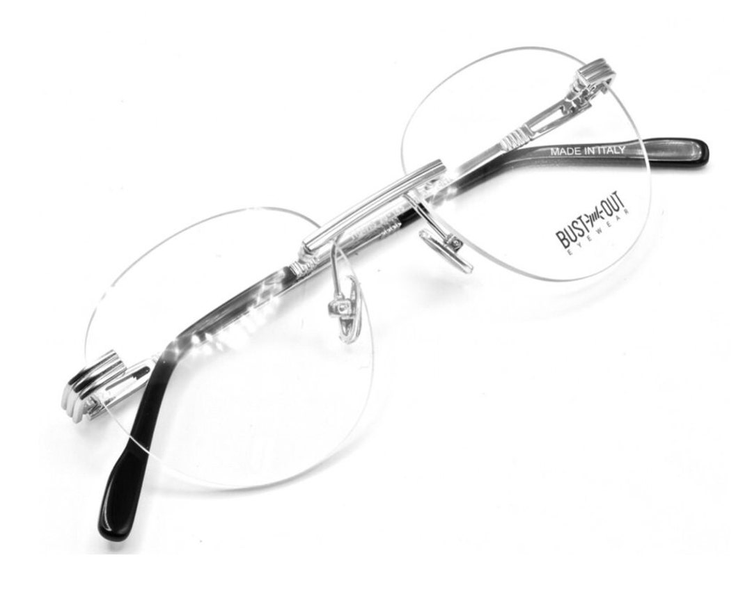 Rimless Spectacles TRAVIS by Bust Out Eyewear in Shiny Silver Finish ...