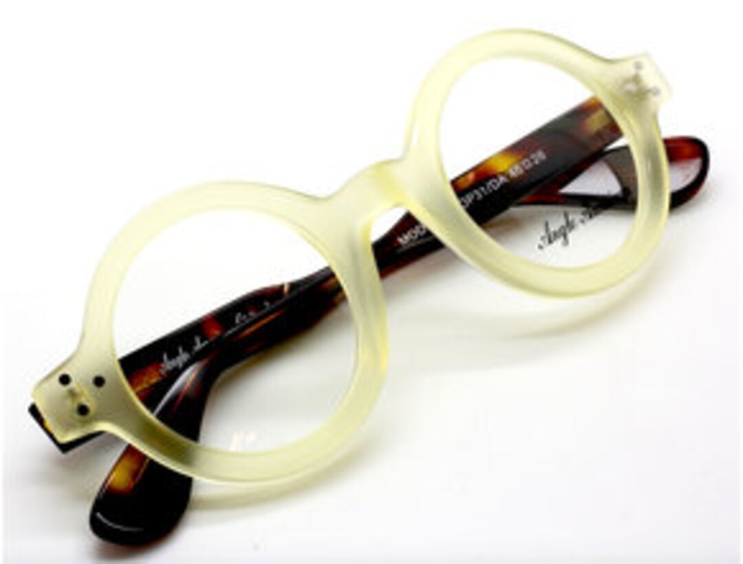 Anglo American 180E Thick Rimmed Round Glasses With A Frosted Cream ...