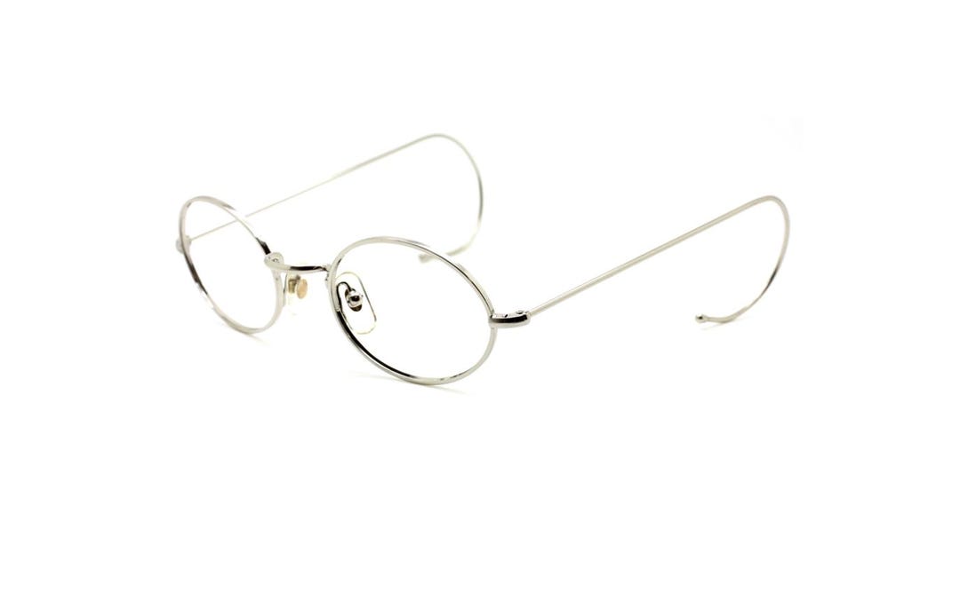 NHS Style Classic Oval Style Small Shiny Silver Eye Glasses by Beuren ...