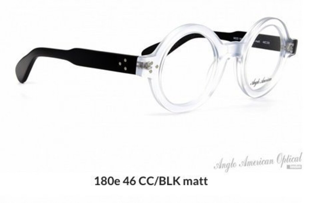Anglo American 180E Clear Frosted Effect Round Eye Glasses Frames With ...