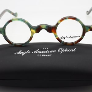 Anglo American Groucho True Round Small Lens Glasses in Green Multi ...