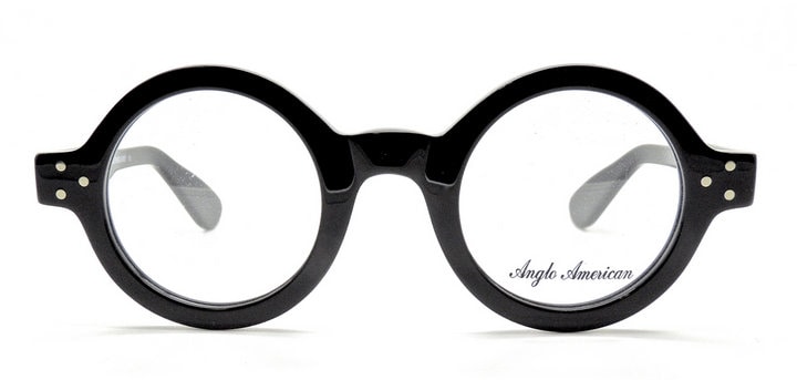 Anglo American 180E Thick Rimmed Round Acrylic Vintage Glasses in Black ...