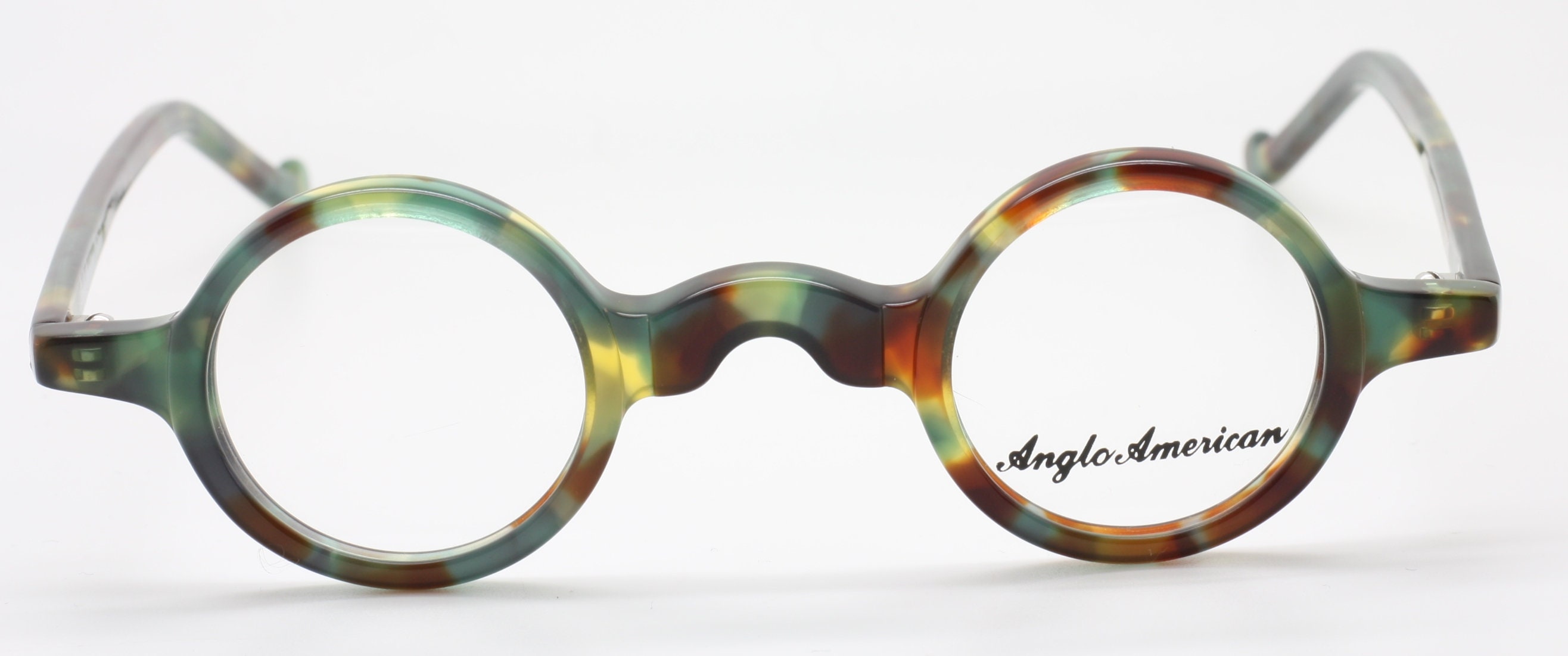 Anglo American Groucho True Round Small Lens Glasses in Green Multi ...