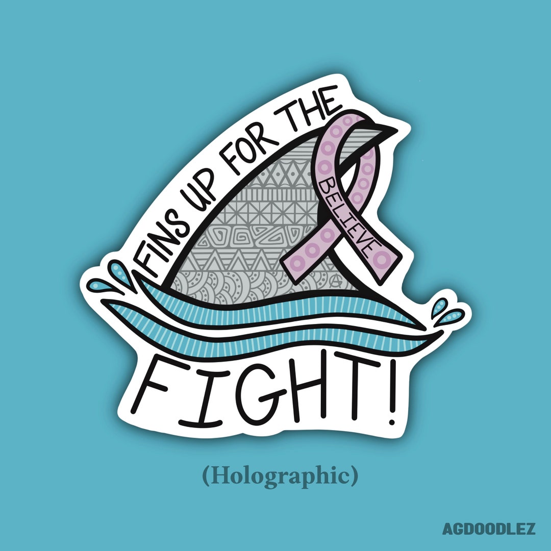 Holographic Breast Cancer Awareness Fins up Waterproof Sticker - Etsy