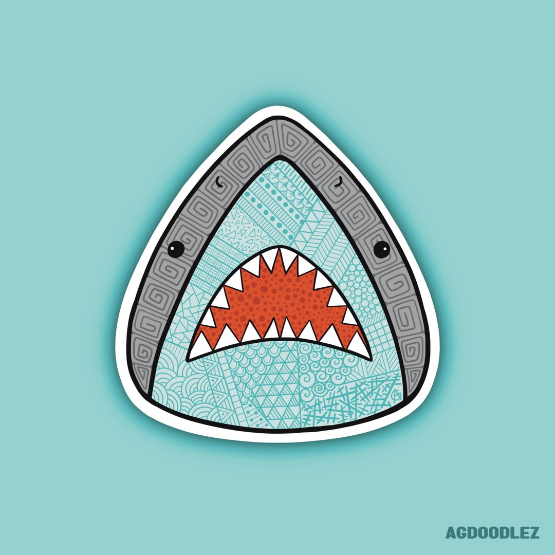 Zentangle, Shark Head Sticker - Etsy