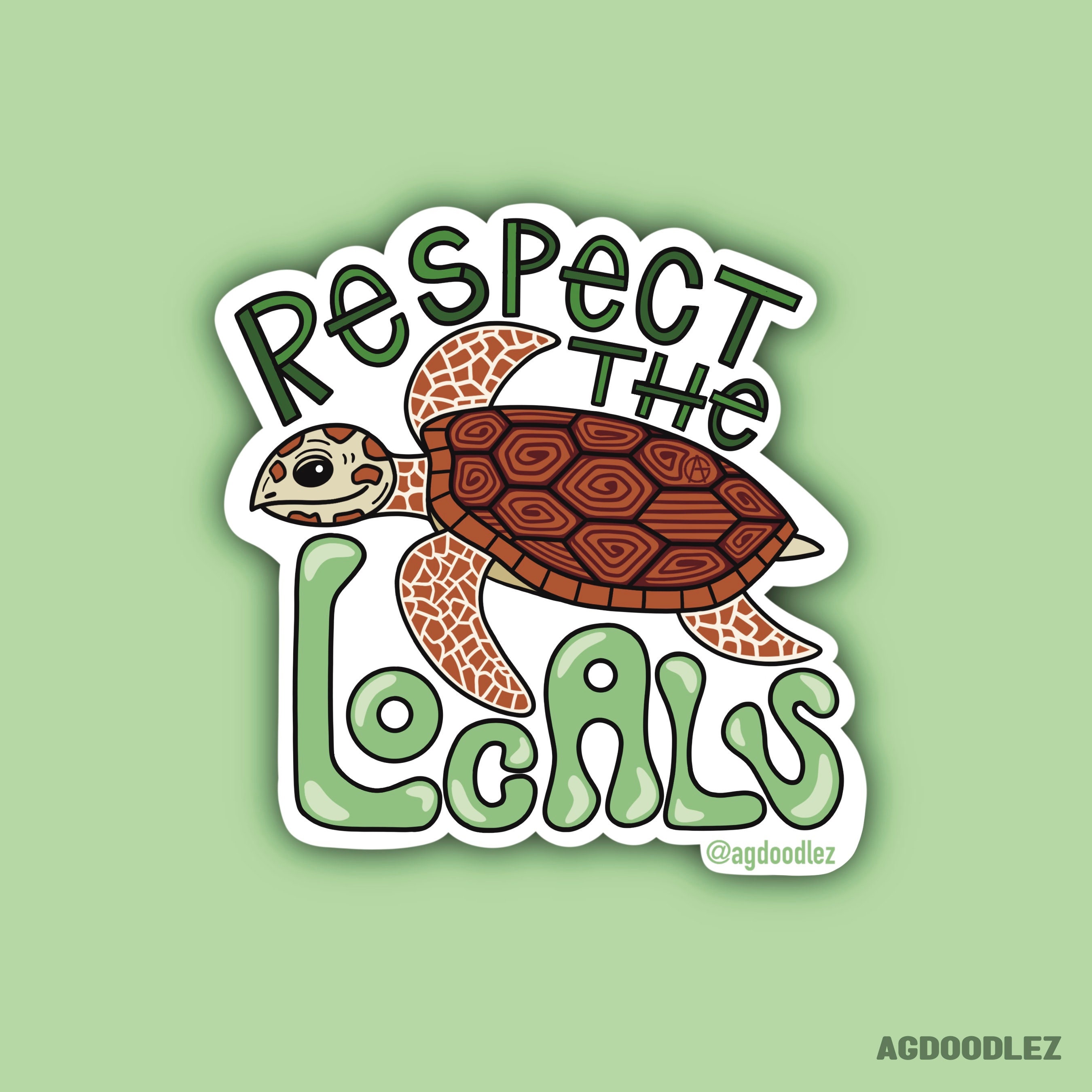 Respect the Locals Coastal Turtle Waterproof Sticker - Etsy