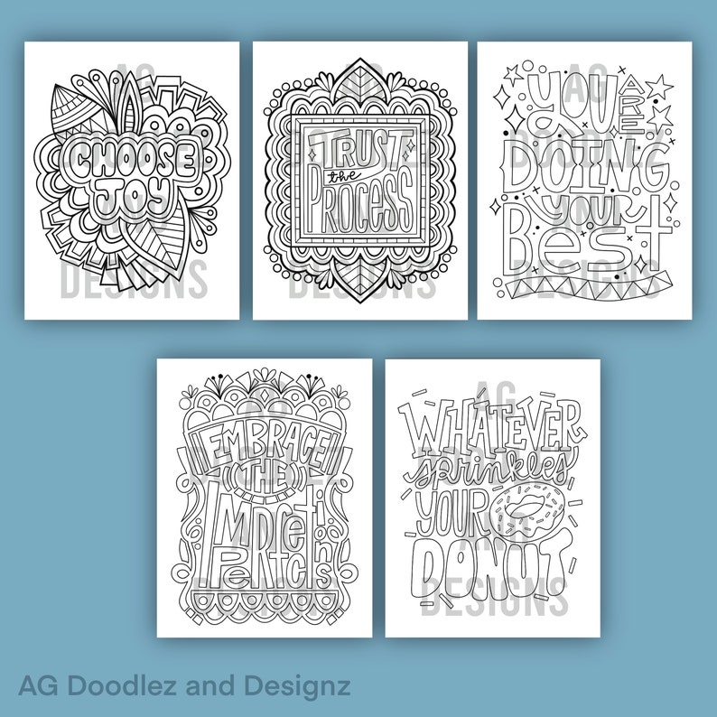 Positive Sayings, Zentangle Design Coloring Pages - Etsy