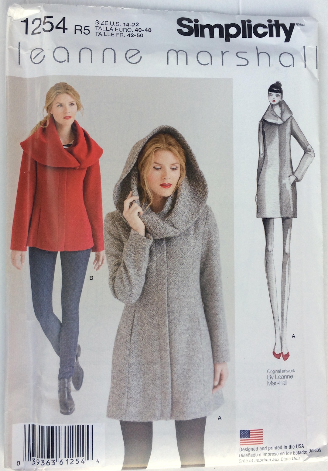 Simplicity 1254 Leanne Marshall Easy Lined Coat or Jacket. Size 4 - 12 ...