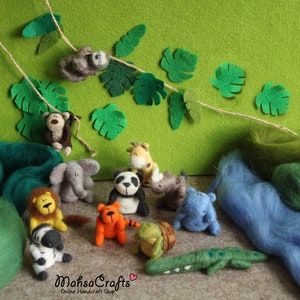 Felt Animals, Jungle Animals, Animal Figurine, Dollhouse Miniatures ...