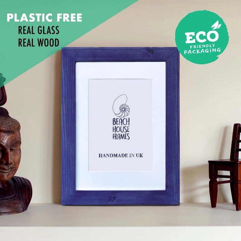 Navy Wood Photo Frame - Etsy UK