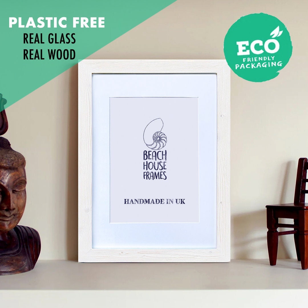 A4 Real Wood Frame | White | Picture | Photo | Handmade | ECO Packaging ...