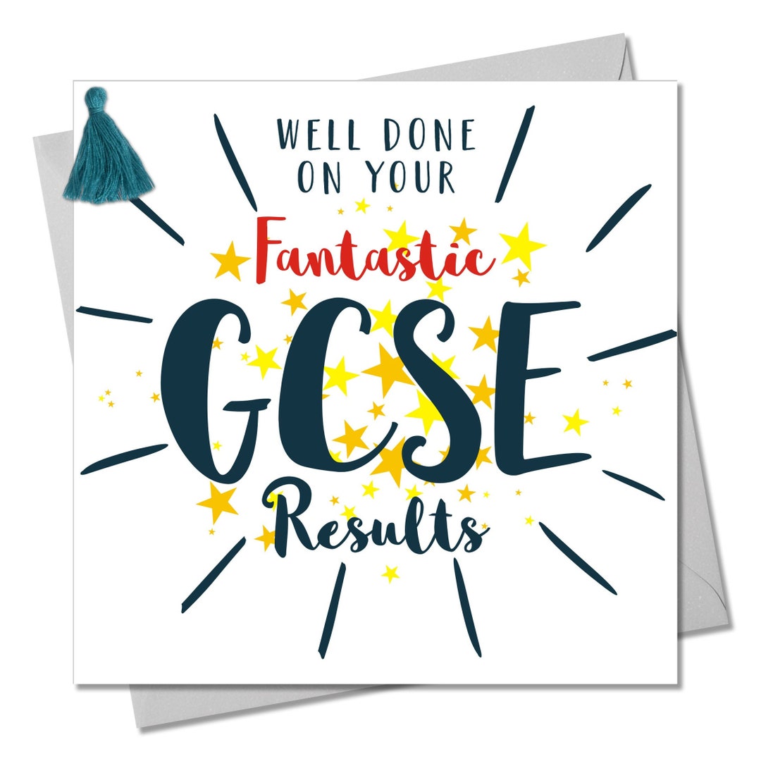 GCSE Exam Congratulations Card, Stars, Embellished With a Colourful ...