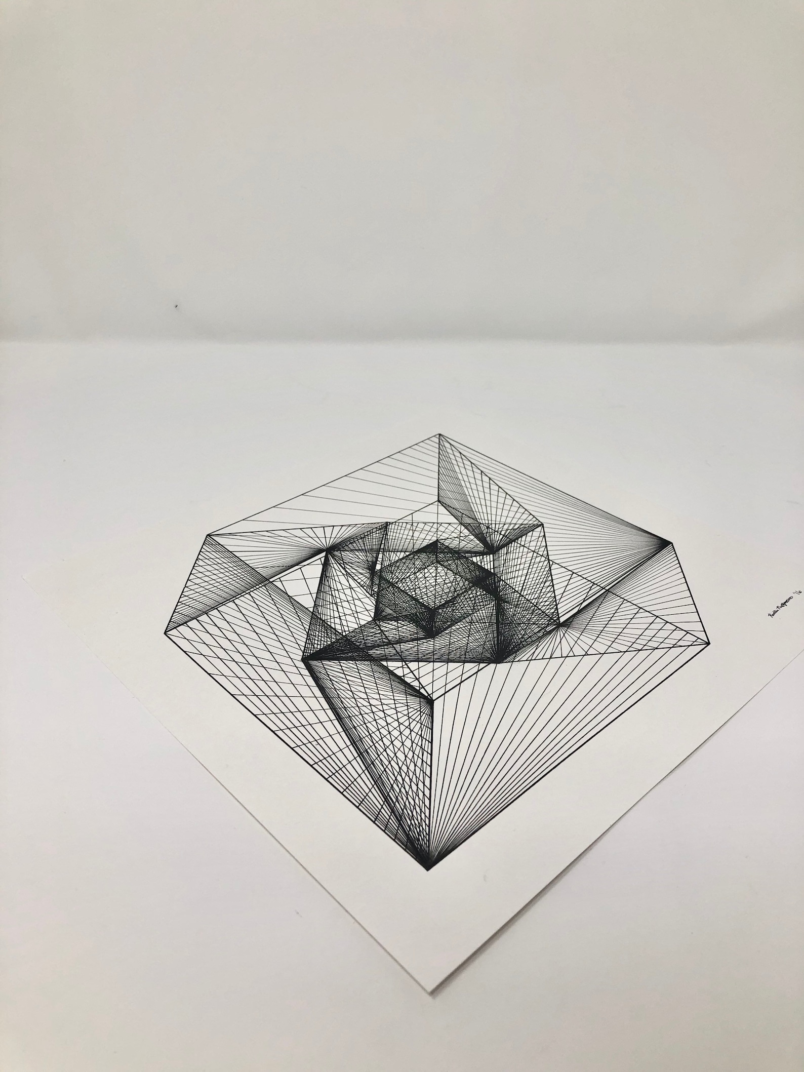 Double Tesseract Print | Geometric Meditative Cube Art for Wall or ...