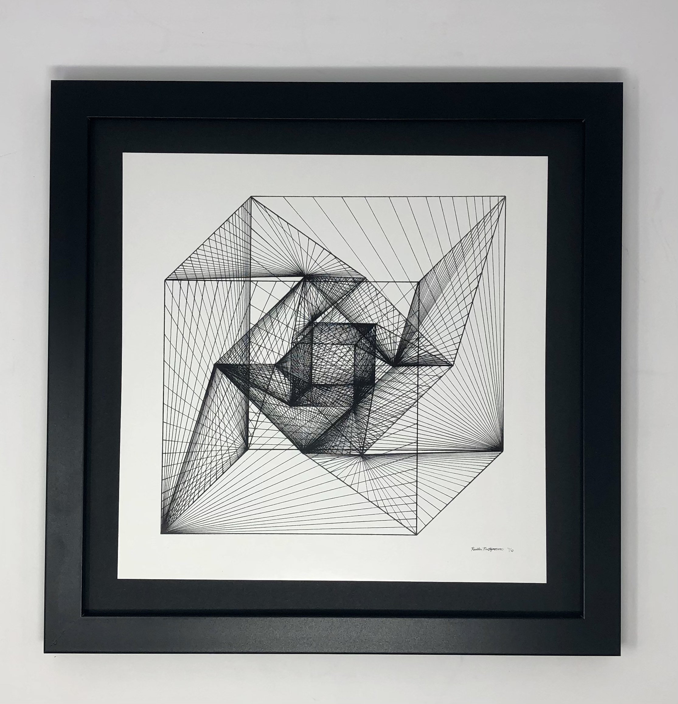 Double Tesseract Print | Geometric Meditative Cube Art for Wall or ...