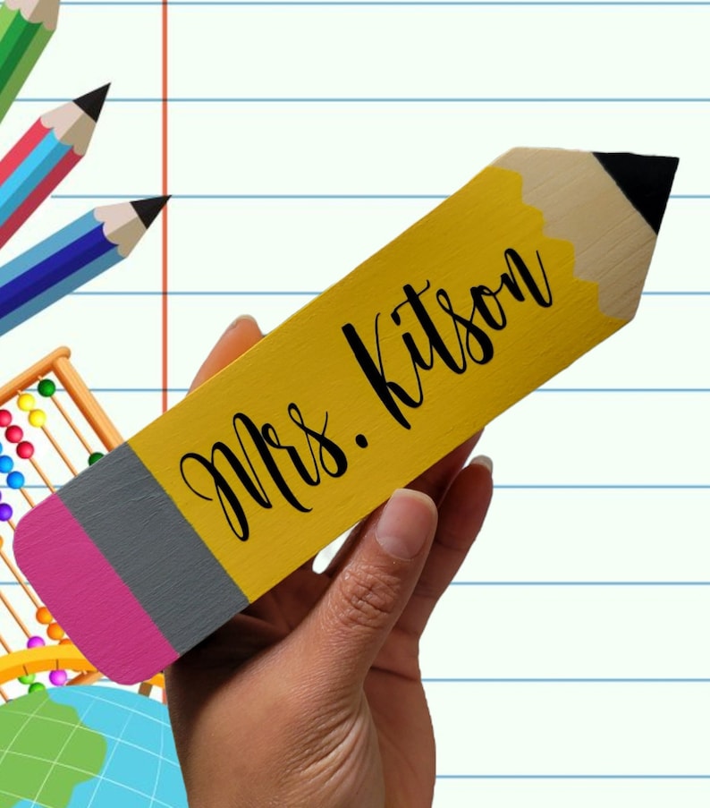 Wooden Pencil, Teacher Name Sign, Wooden Name Sign - Etsy