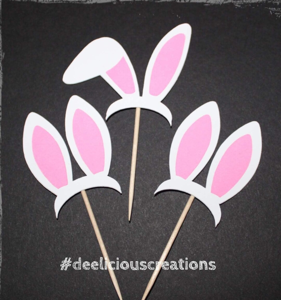 Bunny Ears Cupcake Topper, Easter Cupcake Topper Easter Topper ,12 ...