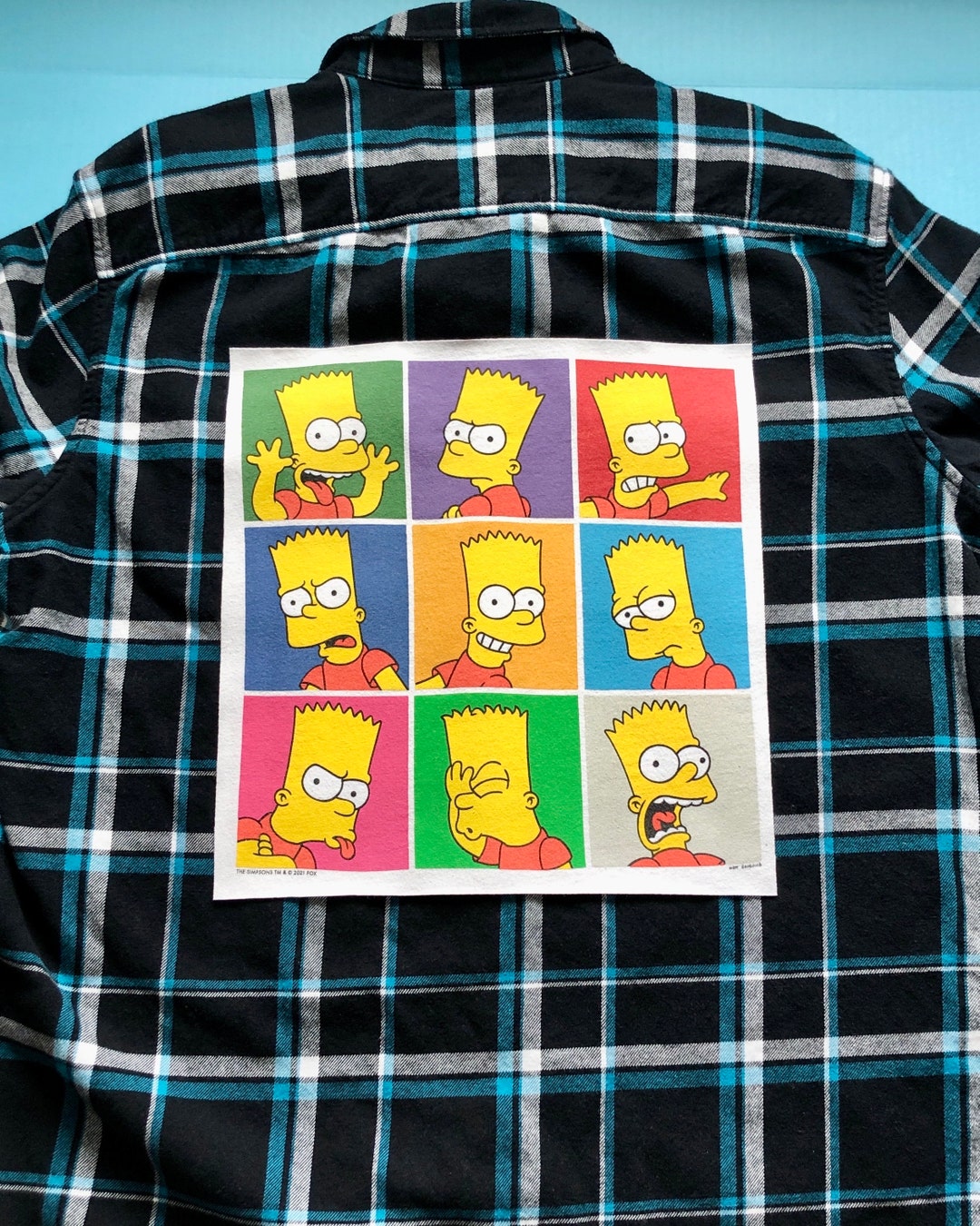 Custom Made Upcycled Simpsons Bart Simpson 90s Cartoon Retro Flannel ...