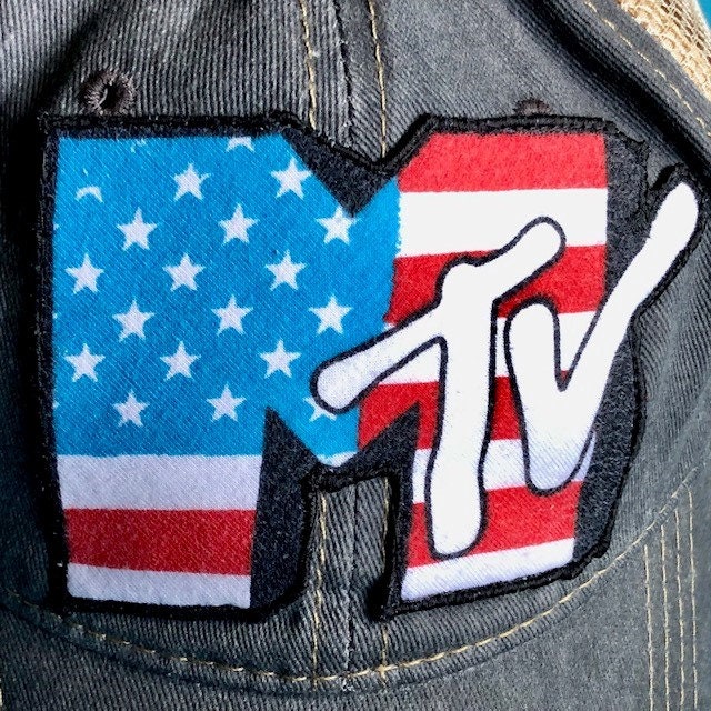 MTV Logo Trucker Hat American Flag 80s Retro Music Television Mesh Snap ...