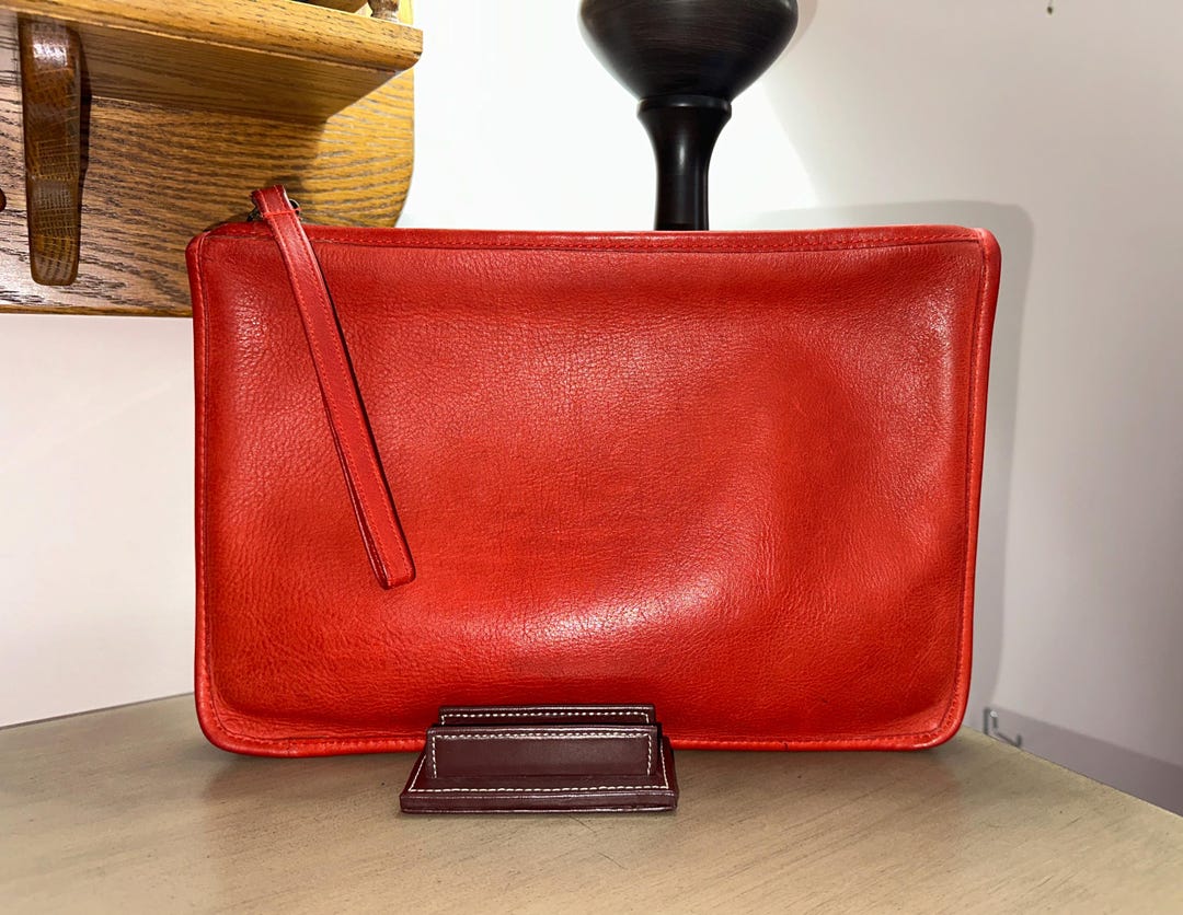 Vintage COACH Classic Slim Clutch Large 9555 NYC USA Red Leather - Etsy