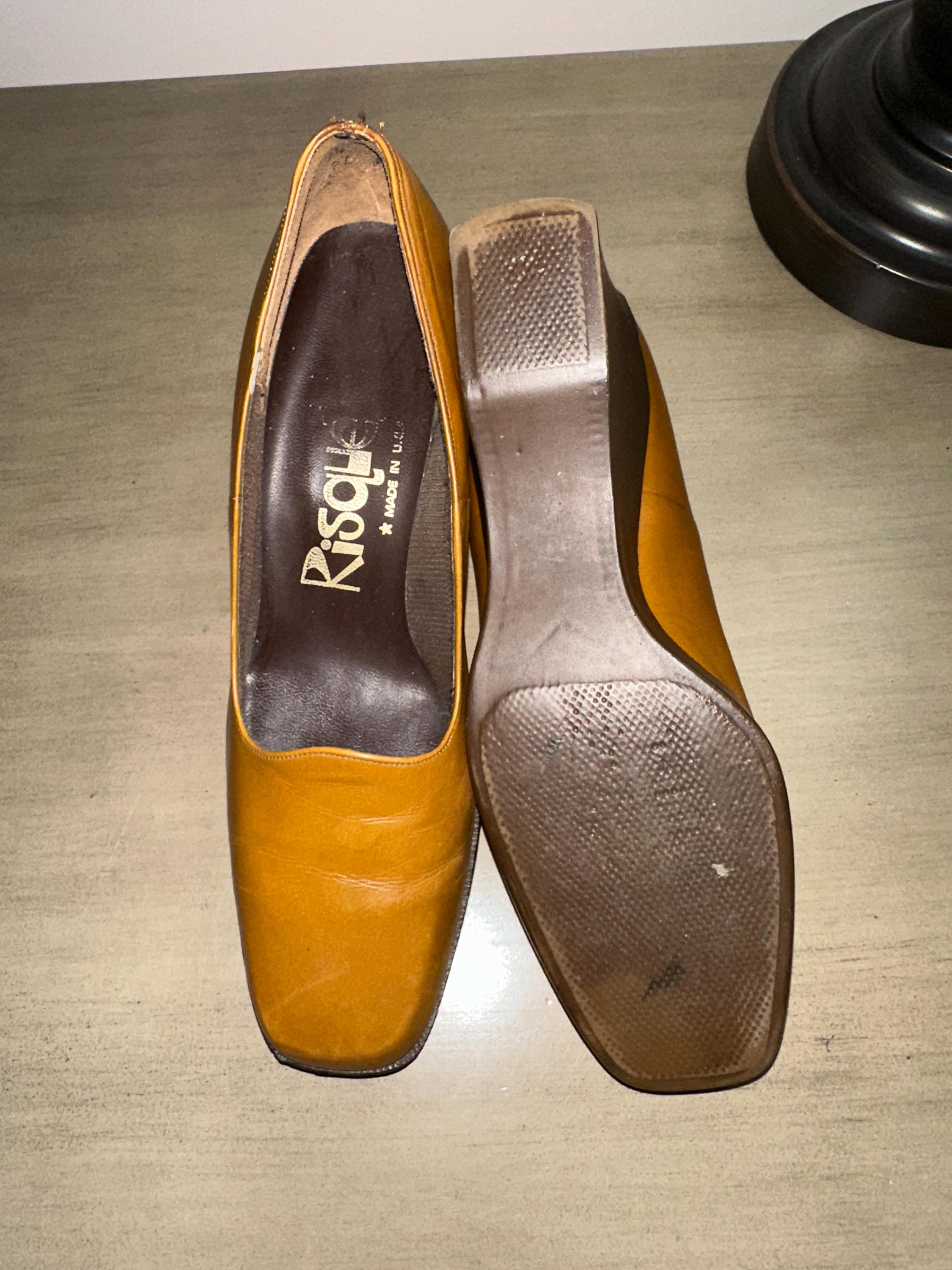 Vintage 70's RISQUE Tan Leather Wedges Dress Shoes Women's 7 M USA - Etsy
