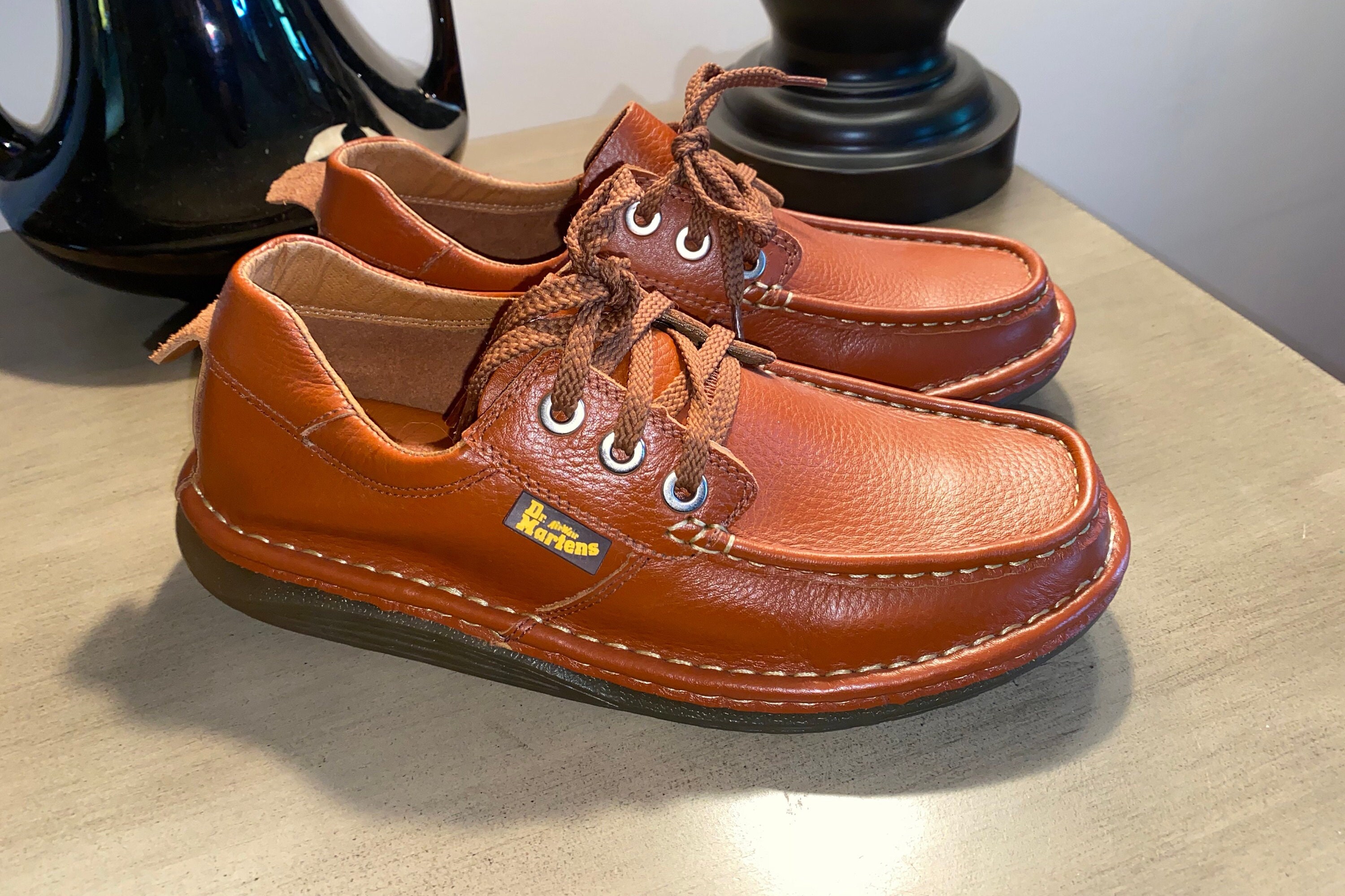 New Old Stock Dr Martens 3 Eye Moc Toe Rust Leather Oxfords Shoes UK 5 ...