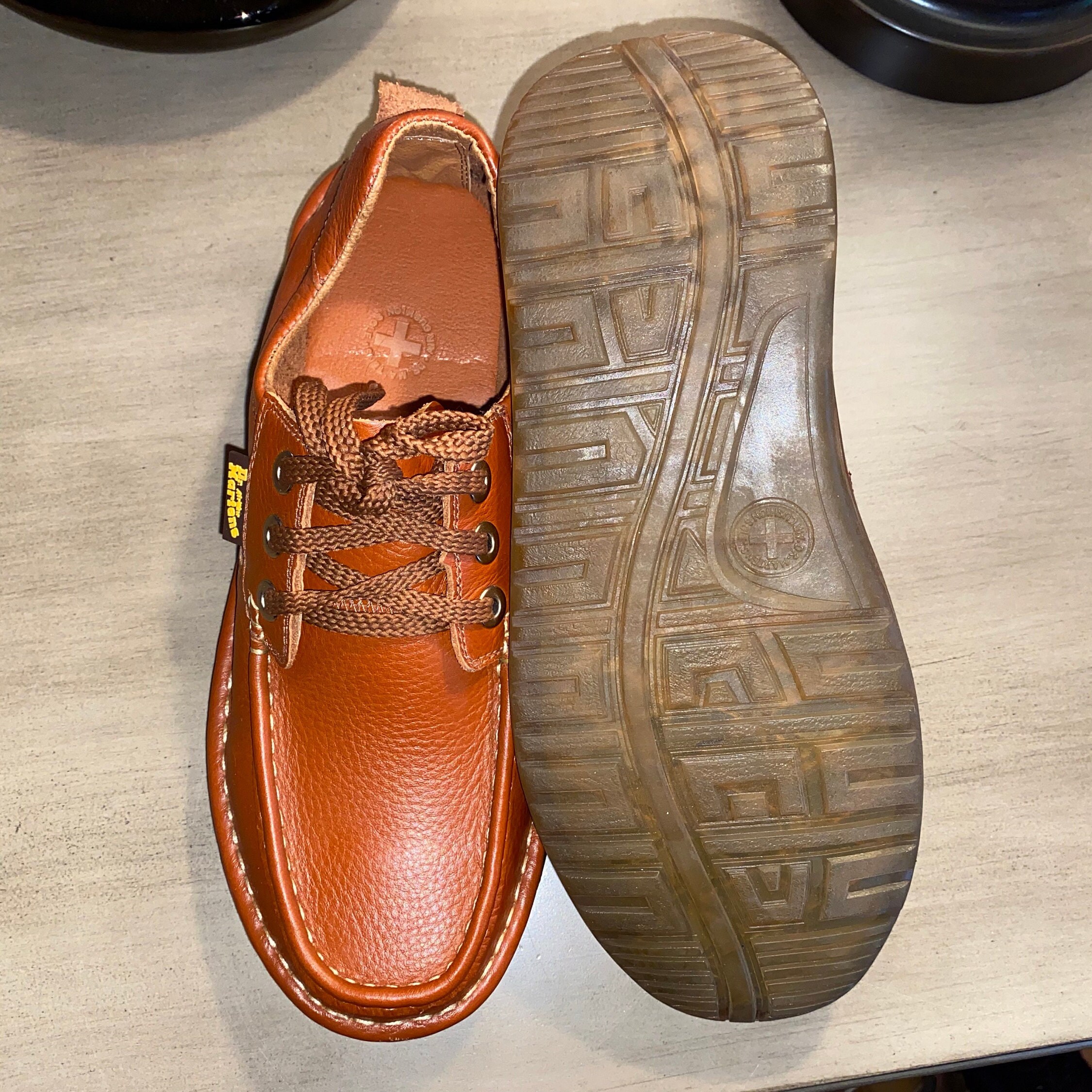 New Old Stock Dr Martens 3 Eye Moc Toe Rust Leather Oxfords Shoes UK 5 ...