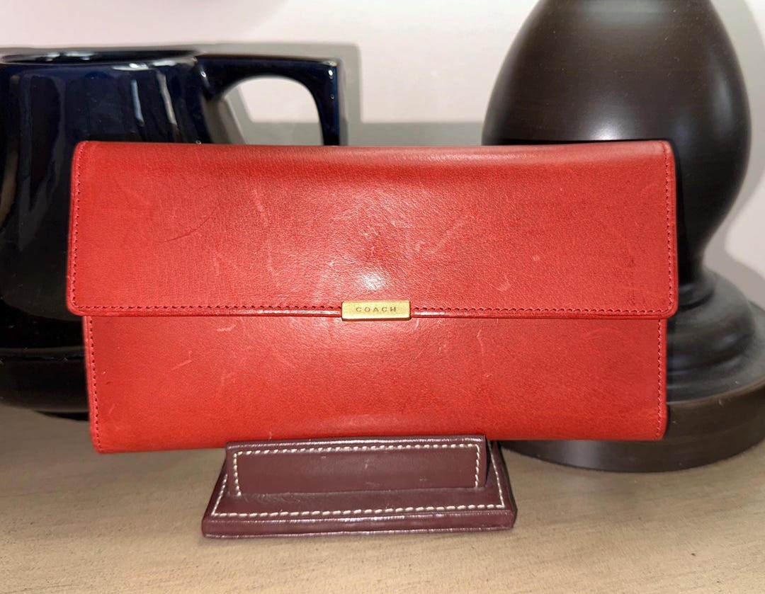 Vintage COACH Lexington Combo Wallet Checkbook 4869 Red Water Buffalo ...