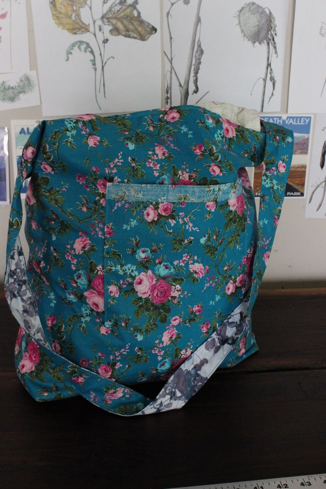 Market Bag: Pink Roses - Etsy