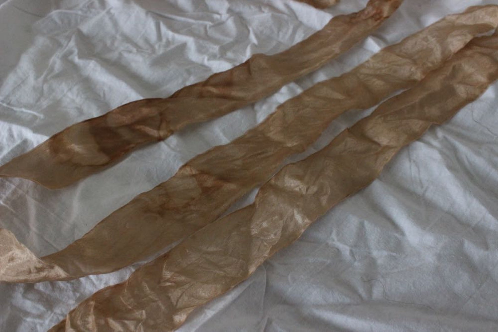 Hand Torn Silk Ribbon Dyed With a Small Amount of Madder and Iron 1.5 X ...