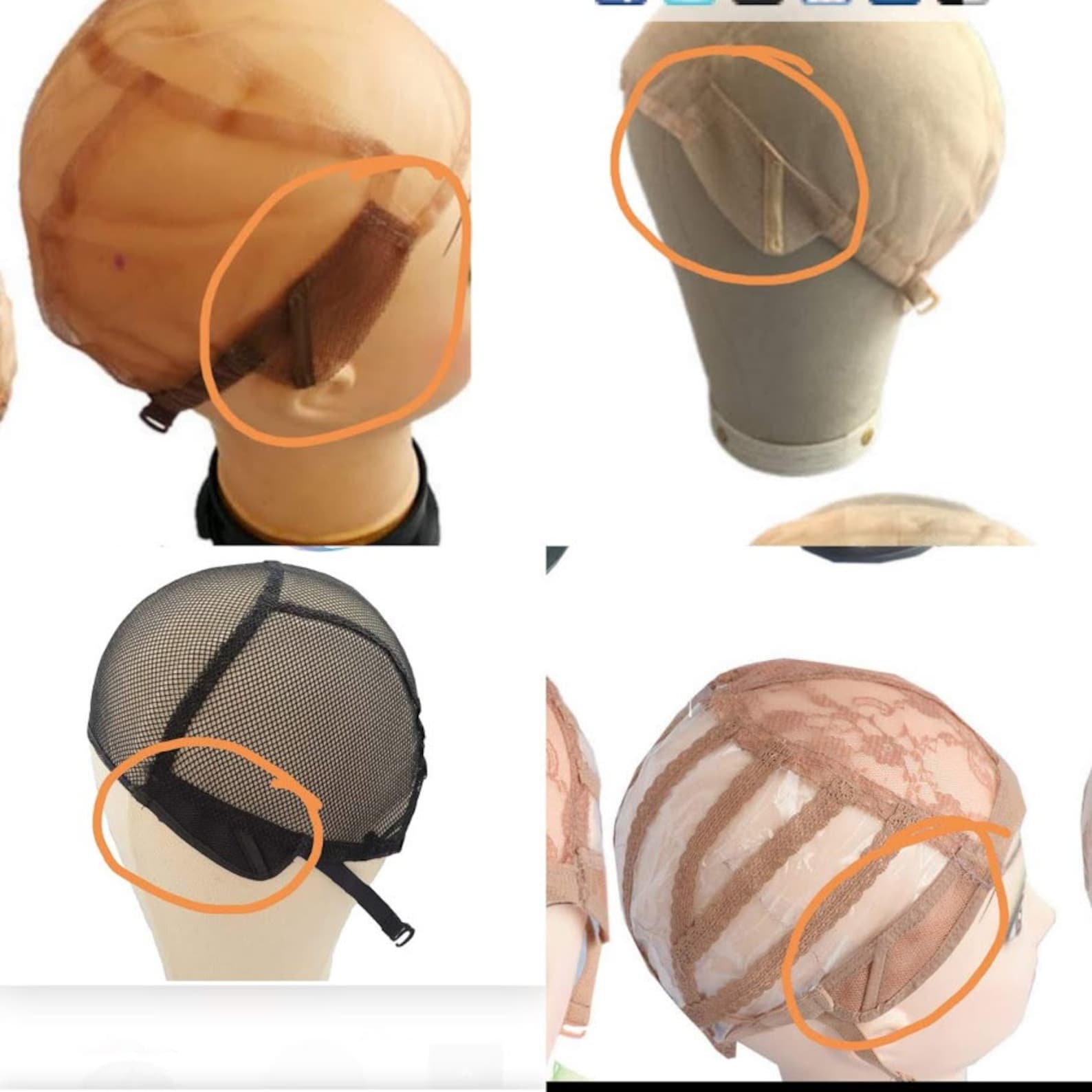 A Set of 2 Wig Handles for Wig Cap. Ear Flaps, Ear Tabs, Wig Springs ...