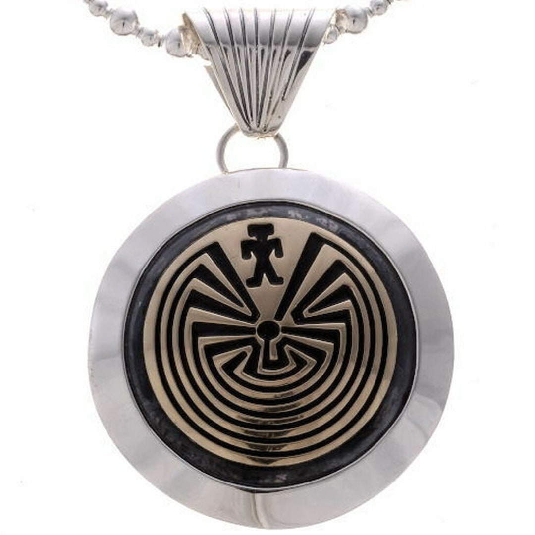 Man in the Maze Pendant Navajo Overlaid Sterling Gold Pattern With ...