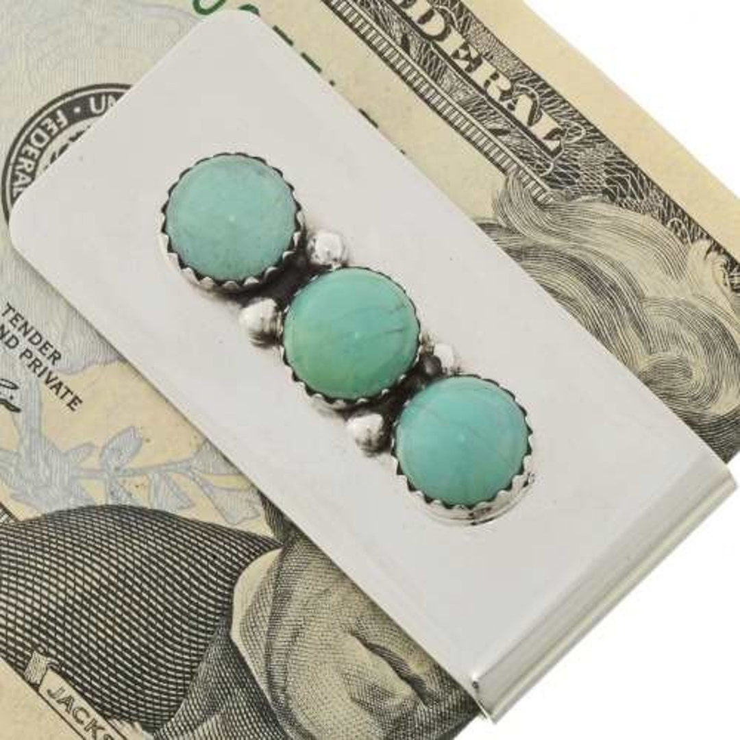 Native American Turquoise Silver Money Clip Southwest Unisex Accessory ...