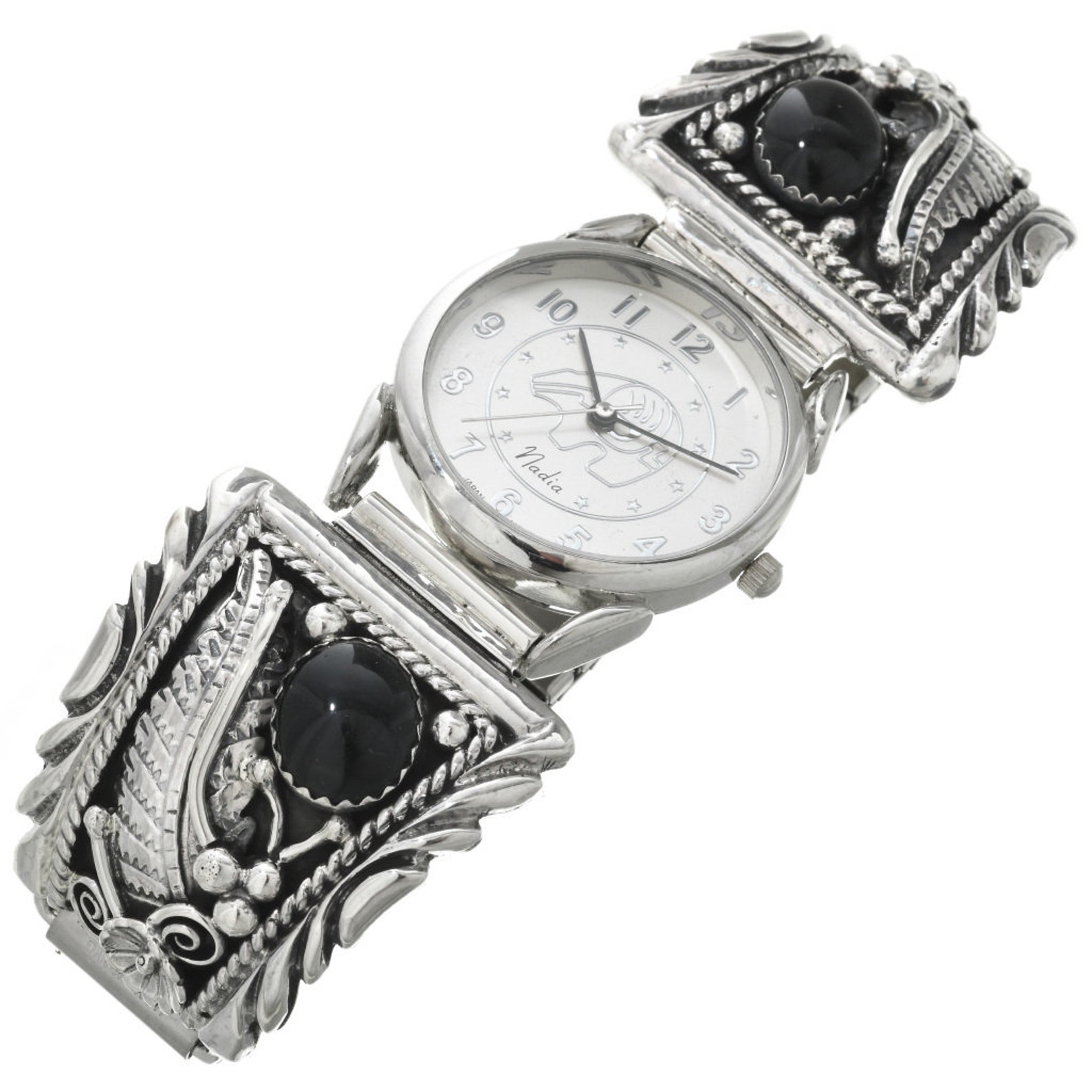 Native American Onyx Silver Mens Watch Traditional Navajo | Etsy