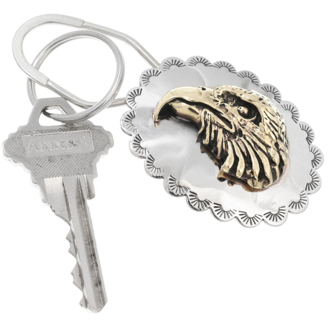 Native American Eagle Key Ring Silver Gold Design by Navajo - Etsy