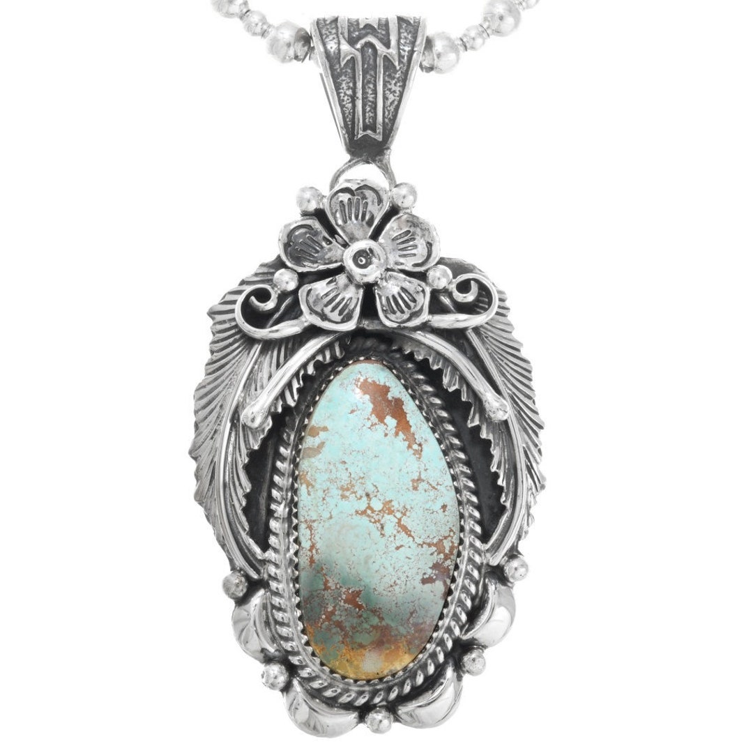 Magnífico colgante natural Royston Turquesa Navajo con collar - Etsy España