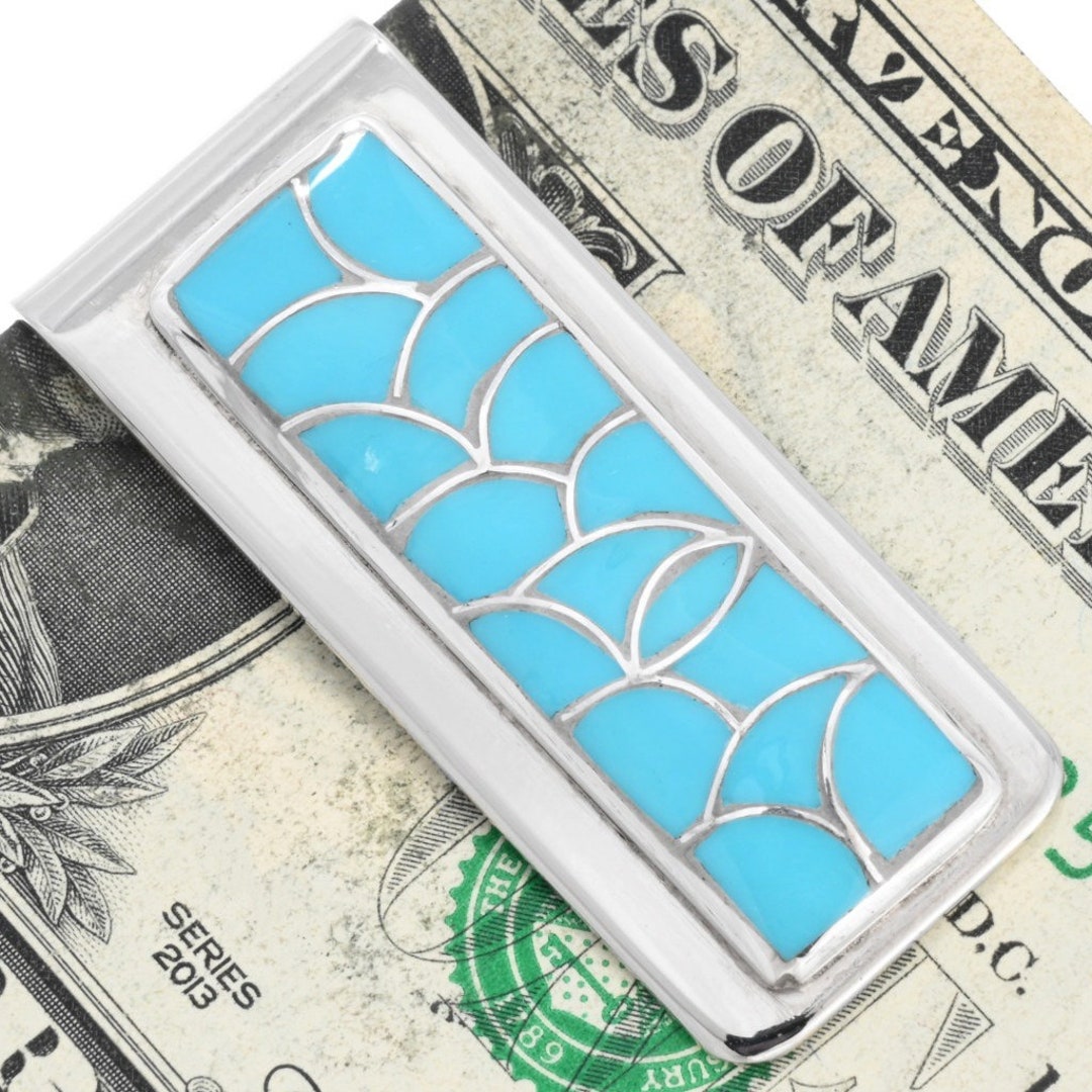 Authentic Zuni Turquoise Silver Inlay Money Clip Traditional - Etsy