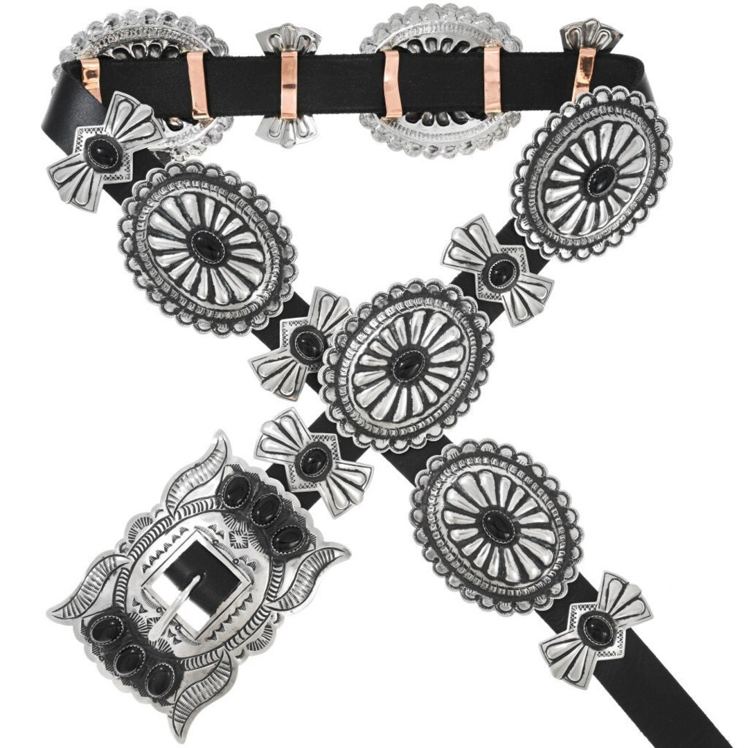 Black Onyx Silver Native American Concho Belt Full Size on Genuine ...