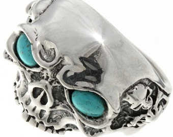 Turquoise Skull Ring | Etsy