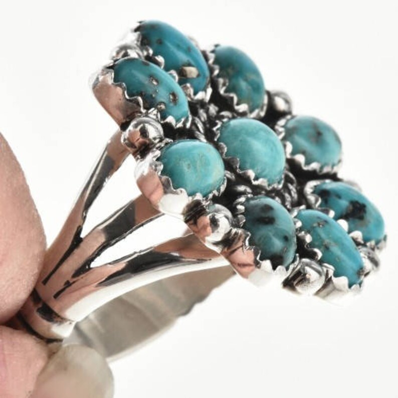 Navajo Turquoise Cluster Ladies Ring Sterling Old Pawn Style | Etsy