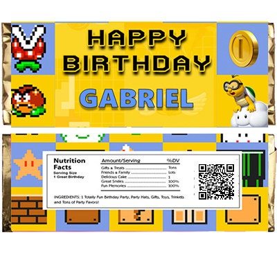 Super Mario Maker Themed Chocolate Bar Wrappers. Download - Etsy