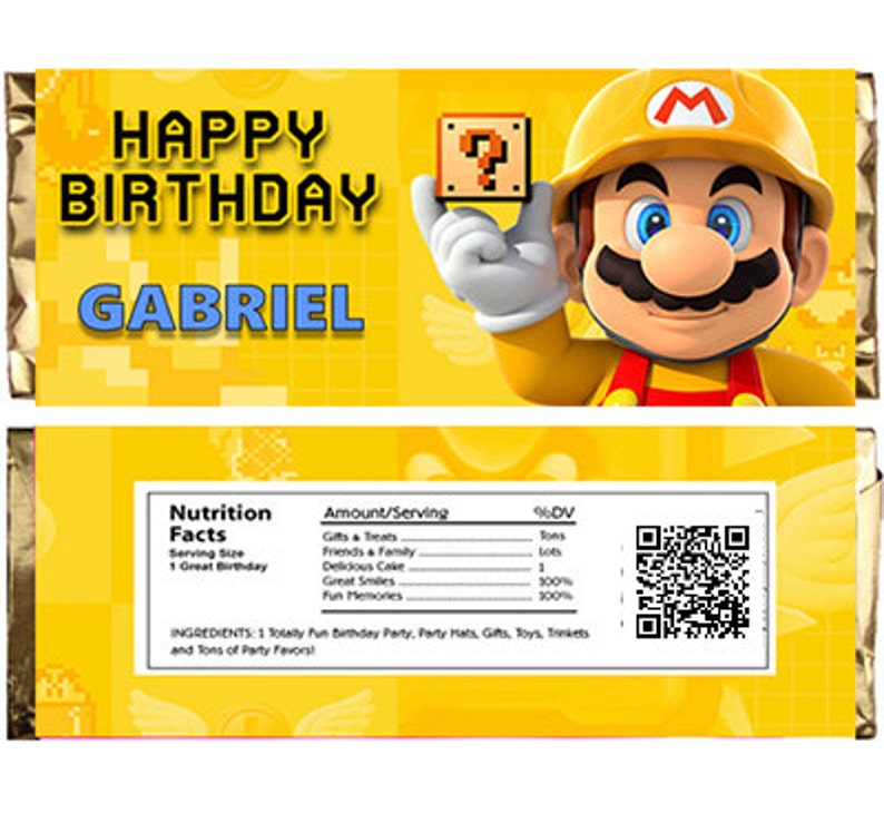 Super Mario Maker Themed Chocolate Bar Wrappers. Download - Etsy