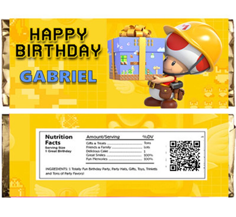 Super Mario Maker Themed Chocolate Bar Wrappers. Download - Etsy