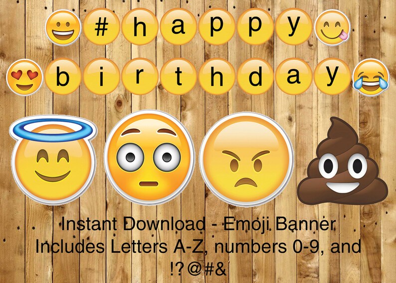 Emoji Customizable Printable Banner Instant Download Emoji Banner Great ...