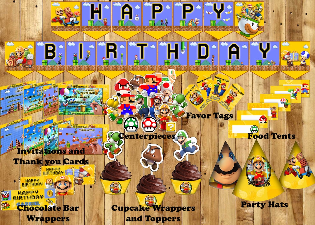 Super Mario Maker Themed Birthday Party Kit INSTANT DOWNLOAD - Etsy