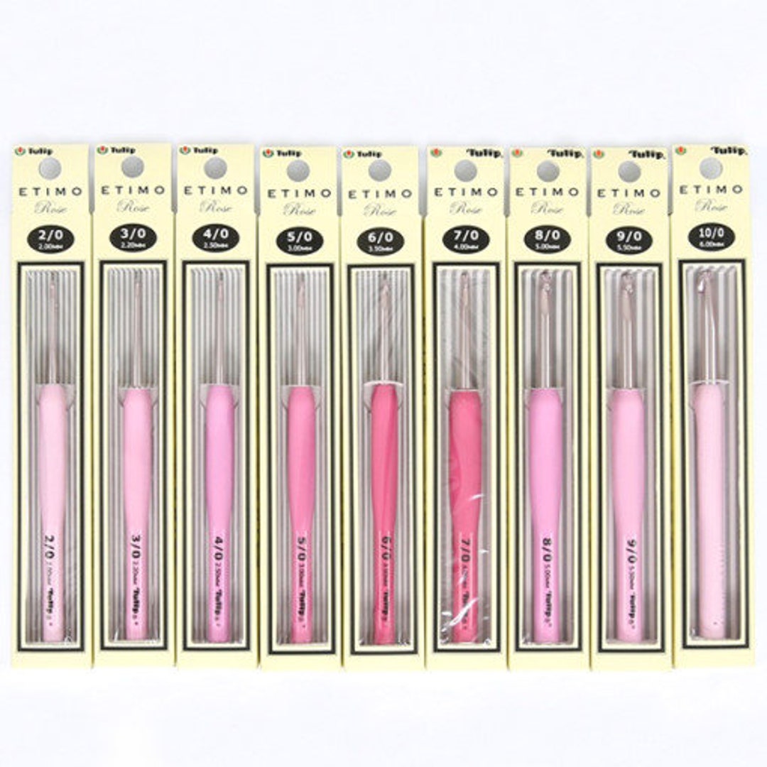 Tulip Etimo Rose & Blue Lace Ergonomic Cushion Grip Crochet Hook 0.50mm ...
