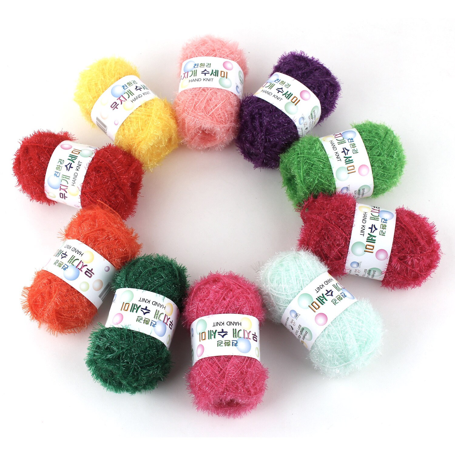10 Skeins Scrubber Yarn Assorted Colors - 100% Polyester, Rainbow ...